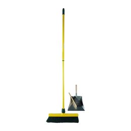 Krallenbesen Set 30 cm Kunststoff mit Teleskopstiel Kehrgarnitur gebogenen Borsten Gartenbesen Stra&szlig;enbesen Kehrbesen (Besen + Kehrschaufel Set verzinkt , 30 cm)