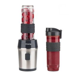 H.Koenig Mini Smoothie Maker Standmixer, Blender elektrisch, Transportabel Kompakt 570mL SMOO9 BPA-frei 300W, 2 tragbare Flaschen, Silber/Schwarz