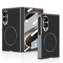 Wigento MagSafe Handyh&uuml;lle + Schutzglas f&uuml;r Samsung Galaxy Z Fold8 5G Carbon Design