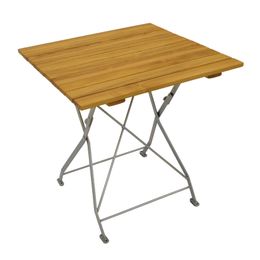 DEGAMO Klapptisch BAD T&Ouml;LZ 70x70cm, Flachstahl verzinkt + Robinie
