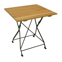 DEGAMO Klapptisch BAD T&Ouml;LZ 70x70cm, Flachstahl gr&uuml;n + Robinie