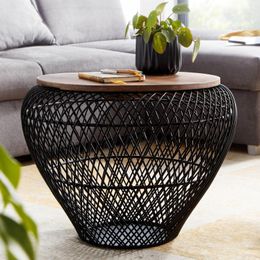 Couchtisch FineBuy Sofatisch Rund Metall &Oslash; 60 cm Tisch Stauraum Wohnzimmertisch