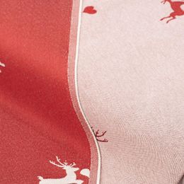 buttinette Jacquard "Hirsche & Herzen", rot/natur