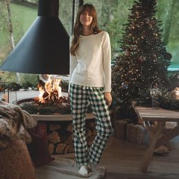 LANDS' END Gemustertes Pyjama-Set aus Baumwoll-Jersey, Damen, size: regular, Gr&uuml;n, Elasthan/Baumwoll-Mischung, by Lands' End