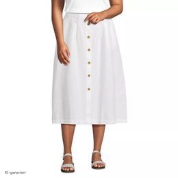 LANDS' END Leinen-Midirock f&uuml;r Damen in Plus-Gr&ouml;&szlig;e, Damen, size: plus, Wei&szlig;, Leinen, by Lands' End