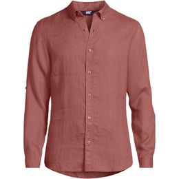 LANDS' END Hemd aus reinem Leinen mit Roll&auml;rmeln f&uuml;r Herren, Herren, size: regular, Rot, Leinen, by Lands' End