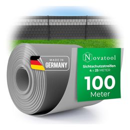 Novatool Premium PP 100m Rollen Sichtschutzstreifen f&uuml;r Doppelstabmattenzaun Fenster GRAU f&uuml;r 40 Reihen Stabmattenzaun Sichtschutzstreifen langlebig & witterungsbest&auml;ndig Zaunelemente Sichtschutz