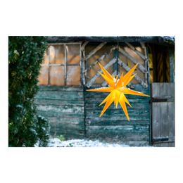 Weihnachtsstern beleuchtet LED Dekostern 55cm GELB hochwertiger Kunststoffstern mit Timer Funktion 3D Stern 18 Zackig Leuchtstern Faltstern Weihnachtslicht Winterbeleuchtung 3D Stern