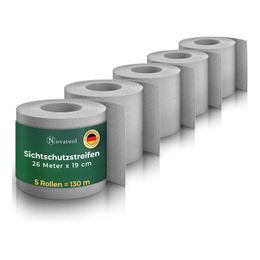 Novatool Premium PP 130m Rollen Nachhaltige Sichtschutzstreifen f&uuml;r Doppelstabmattenzaun Fenster Grau f&uuml;r 50 Reihen Stabmattenzaun Sichtschutzstreifen extra stabil UV-Best&auml;ndigkeit Sichtschutz Garten