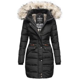 Navahoo Damen Stylischer Steppmantel Winter Parka mit edlem Fellimitat Paula