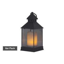 STAR TRADING Laternen-Set Flame Lantern , 6 St&uuml;ck , Schwarz , Flackern , LED , Timer , Gelb