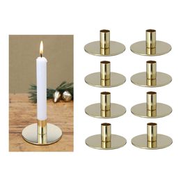 8X Kerzenst&auml;nder Gold Metall 10x5cm Weihnachten Adventskranz Kerzenhalter Stabkerzen Kerzenpn scandic chic Tischdekoration Home Deko Retro Dekoschale Weihnachtsdekoration Candle Holder