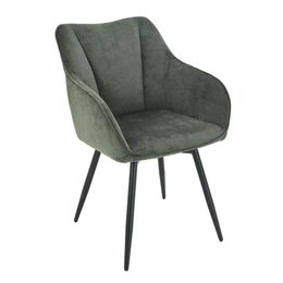 Riess Ambiente riess-ambiente Drehbarer Retro Stuhl AVIGNON gr&uuml;n Chenille schwarze Metallbeine