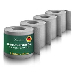Novatool PREMIUM PP 104m Rolle Sichtschutzstreifen f&uuml;r Doppelstabmattenzaun Fenster Grau f&uuml;r 40 Reihen 1 ,1 mm extra stabil UV-Best&auml;ndigkeit Metallzaun Sichtschutzstreifen Zaunelemente Sichtschutz Zaun