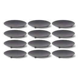 12er-Set Kerzenhalter SCHWARZ 3 F&uuml;&szlig;e 7 ,5cm Kerzenteller Kerzenhalter Dekoteller rund Adventskranzkerzenhalter Tischdekoration f&uuml;r Stumpenkerzen Teelichter Kerzenpin Metall Weihnachten