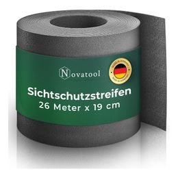 Novatool Premium PP 26m Rolle Sichtschutzstreifen f&uuml;r Doppelstabmattenzaun Anthrazit f&uuml;r 10 Reihen , 1 ,1 mm extra stabil UV-Best&auml;ndigkeit Metallzaun Sichtschutzstreifen Zaunelemente Sichtschutz Zaun