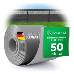 Novatool Premium PP 50m Rollen Sichtschutzstreifen f&uuml;r Doppelstabmattenzaun Fenster GRAU f&uuml;r 20 Reihen Stabmattenzaun Sichtschutzstreifen langlebig & witterungsbest&auml;ndig Zaunelemente Sichtschutz