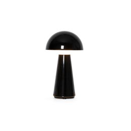 STAR TRADING LED Akku Tischleuchte Mushroom , Kabellose Pilzleuchte f&uuml;r Au&szlig;en , 3 Helligkeitsstufen , 3000K Warmwei&szlig; , 128 lm , Wiederaufladbar , Schwarz , 16 x 28 cm