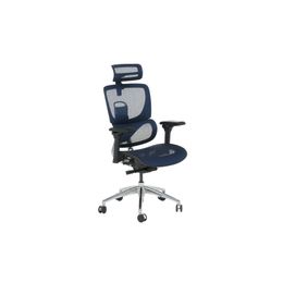 Carmen CALGARY Chefsessel XXL mit Netzr&uuml;cken, Kopfst&uuml;tze, Lordosenst&uuml;tze, 5D-Armlehnen und Alu-Fu&szlig;kreuz &ndash; Blau
