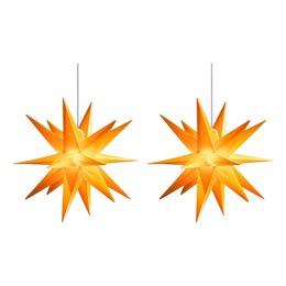 2er SET Weihnachtsstern beleuchtet LED Dekostern 55cm GELB hochwertiger Kunststoffstern mit TIMER FUNKTION 3D Stern 18 Zackig Leuchtstern Faltstern Weihnachtslicht Winterbeleuchtung 3D Stern