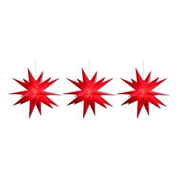 3x Weihnachtsstern beleuchtet Faltstern 55cm Dekosterne ROT hochwertiger Kunststoffstern f&uuml;r Gl&uuml;hbirne mit TIMER FUNKTION 3D Stern 18 Zackig Leuchtsterne Weihnachtslichter Winterbeleuchtung