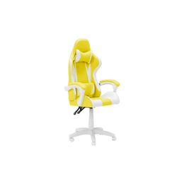 Carmen 6311 Gaming-Stuhl mit Kunstleder und Kopfst&uuml;tze &ndash; Wei&szlig;/Gelb