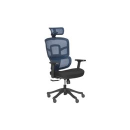 Carmen 7582 Ergonomischer B&uuml;rostuhl mit Netzr&uuml;cken, Kopfst&uuml;tze und 2D-Armlehnen &ndash; Blau/Schwarz