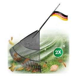 Novatool 2X Laubbesen mit Teleskop-Stiel bis 152cm , Laubfeger mit 30 Kunststoff-Zinken , Rechen Arbeitsbreite 75cm , Laubrechen , Gartenbesen , Rasenrechen , Harke , Landschaftsbesen , Gartenger&auml;t Schwarz