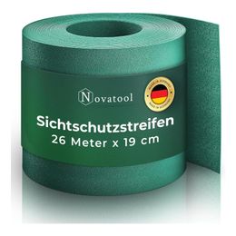 Novatool Premium PP 26m Rolle Sichtschutzstreifen f&uuml;r Doppelstabmattenzaun Gr&uuml;n f&uuml;r 10 Reihen , 1 ,1 mm extra stabil UV-Best&auml;ndigkeit Metallzaun Sichtschutzstreifen Zaunelemente Sichtschutz Zaun