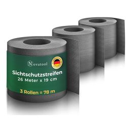 Novatool Premium PP 78m Zaunsichtschutzrollen Anthrazit f&uuml;r Doppelstabmattenzaun f&uuml;r 30 Reihen Sichtschutzstreifen Zaun Gittermattenzaun Sichtschutzstreifen langlebig & witterungsbest&auml;ndig