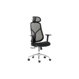 Carmen 7901 Ergonomischer B&uuml;rostuhl mit Netzr&uuml;cken, Kopfst&uuml;tze und 3D-Armlehnen &ndash; Schwarz