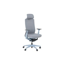 Carmen ERMELO Ergonomischer B&uuml;rostuhl mit Kopfst&uuml;tze, Lordosenst&uuml;tze, 4D-Armlehnen und Alu-Fu&szlig;kreuz &ndash; Blau