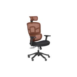 Carmen 7582 Ergonomischer B&uuml;rostuhl mit Netzr&uuml;cken, Kopfst&uuml;tze und 2D-Armlehnen &ndash; Orange/Schwarz