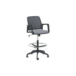 Carmen 7556 Hoher Arbeitsstuhl mit Netzr&uuml;cken &ndash; Grau