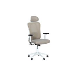 Carmen 7588 Ergonomischer B&uuml;rostuhl mit Netzr&uuml;cken, Kopfst&uuml;tze, Lordosenst&uuml;tze und 1D-Armlehnen &ndash; Beige