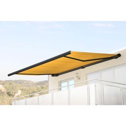 MCW Elektrische Kassettenmarkise H123, Markise Vollkassette 4,5x3m ~ Polyester gelb, Rahmen anthrazit