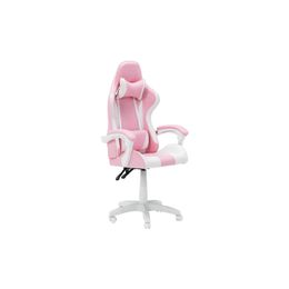 Carmen 6311 Gaming-Stuhl mit Kunstleder und Kopfst&uuml;tze &ndash; Wei&szlig;/Rosa