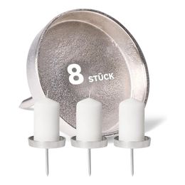 8X Kerzenpick Alu Flach 10 cm Kerzenhalter f&uuml;r Adventskranz Kerzenpin Weihnachtskranz