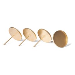 4X Kerzenpick Flach Gold 8cm Durchmesser I Kerzenteller mit Dorn I Adventskerzenhalter Weihnachtsdekoration Kerzenpin I Kerzenstecker f&uuml;r Adventskranz