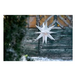 Weihnachtsstern beleuchtet Faltstern 40cm Dekostern Weiss hochwertiger Kunststoffstern LED mit Timer Funktion 3D Stern 18 Zackig Leuchtstern Weihnachtslicht Winterbeleuchtung