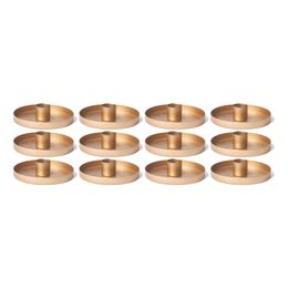 12er-Set Stabkerzenhalter rund Metall Durchmesser 14cm Dekoschale Gold Weihnachtsdekoration Kerzenhalter Adventskranz scandic chic Kerzenteller Tafelkerzen Candle Holder Kerzenpick