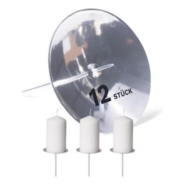12x Kerzenpick mit Dorn 7 ,5cm SILBER Kerzenteller Metall rund Adventskranz Adventskerzenhalter Kerzenteller zum Stecken rund Kerzenpin Weihnachtskranz Kerzenst&auml;nder Adventskranzdeko Kerzenpick