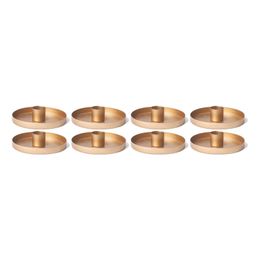8er-Set Stabkerzenhalter rund Metall Durchmesser 14cm Gold Dekoschale Tafelkerzen Kerzenhalter Adventskranz scandic chic Kerzenteller Weihnachtsdekoration Candle Holder Kerzenpick
