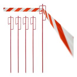 Novatool 10er-Set Absperrbandhalter &Oslash;12 x 1100mm Rot , Metall Absperrband Absperrstangen Laternenstange Absperrleinenhalter Absperrhalter Schnureisen Schnurnagel , f&uuml;r Baustelle & Garten