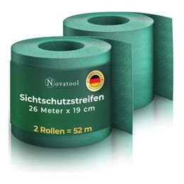 Novatool Premium PP 52m Rollen Nachhaltige Sichtschutzstreifen f&uuml;r Doppelstabmattenzaun Gr&uuml;n f&uuml;r 20 Reihen Stabmattenzaun Sichtschutzstreifen extra stabil UV-Best&auml;ndigkeit Sichtschutz Garten