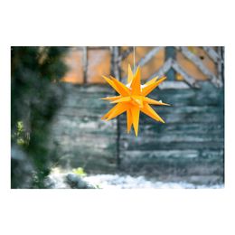 Weihnachtsstern beleuchtet Faltstern 40cm Dekostern GELB hochwertiger Kunststoffstern f&uuml;r Gl&uuml;hbirne mit TIMER FUNKTION 3D Stern 18 Zackig Leuchtstern Weihnachtslicht Winterbeleuchtung 3D Stern