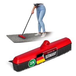 2er Set Gummibesen mit Abzieher Besenkopf Gummi Friseurbesen Schwarz Noppenbesen Hundehaarentferner Broom Parkett Besen f&uuml;r Drinnen Teppichbesen Bodenabzieher Haushaltsbesen Wunderbesen