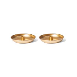 2er-Set Stabkerzenhalter 13cm Metall rund Tafelkerzen Gold matt Kerzenpick Kerzenteller Dekoschale Weihnachten scandic chic Kerzenhalter Adventskranz Weihnachtsdekoration Candle Holder