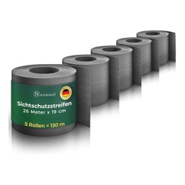 Novatool Premium PP 130m Rollen Nachhaltige Sichtschutzstreifen f&uuml;r Doppelstabmattenzaun Anthrazit f&uuml;r 50 Reihen Stabmattenzaun Sichtschutzstreifen extra stabil UV-Best&auml;ndigkeit Sichtschutz Garten