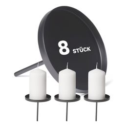 8X Kerzenpick Flach , 8 cm SCHWARZ Kerzenhalter f&uuml;r Adventskranz Kerzenpin Weihnachtskranz